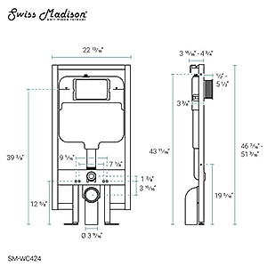 Swiss Madison Well Made Forever SM-WC424 Toilet Tank Carrier, For 2 x 4 Residential Studs, White