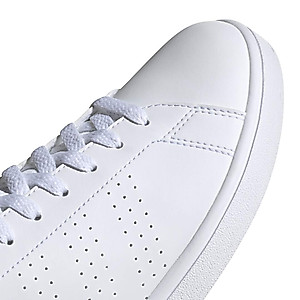 adidas Men's Advantage Base Tennis Shoe, White/White/Green, 10.5 M US