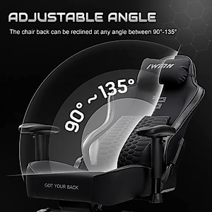 IWMH Gaming Chair Office Chair with Ergonomic Lumbar Support, High Back Executive Computer Chair, Swivel Rolling Desk Chair for Adults Teens with Headrest, 450LBS, Black