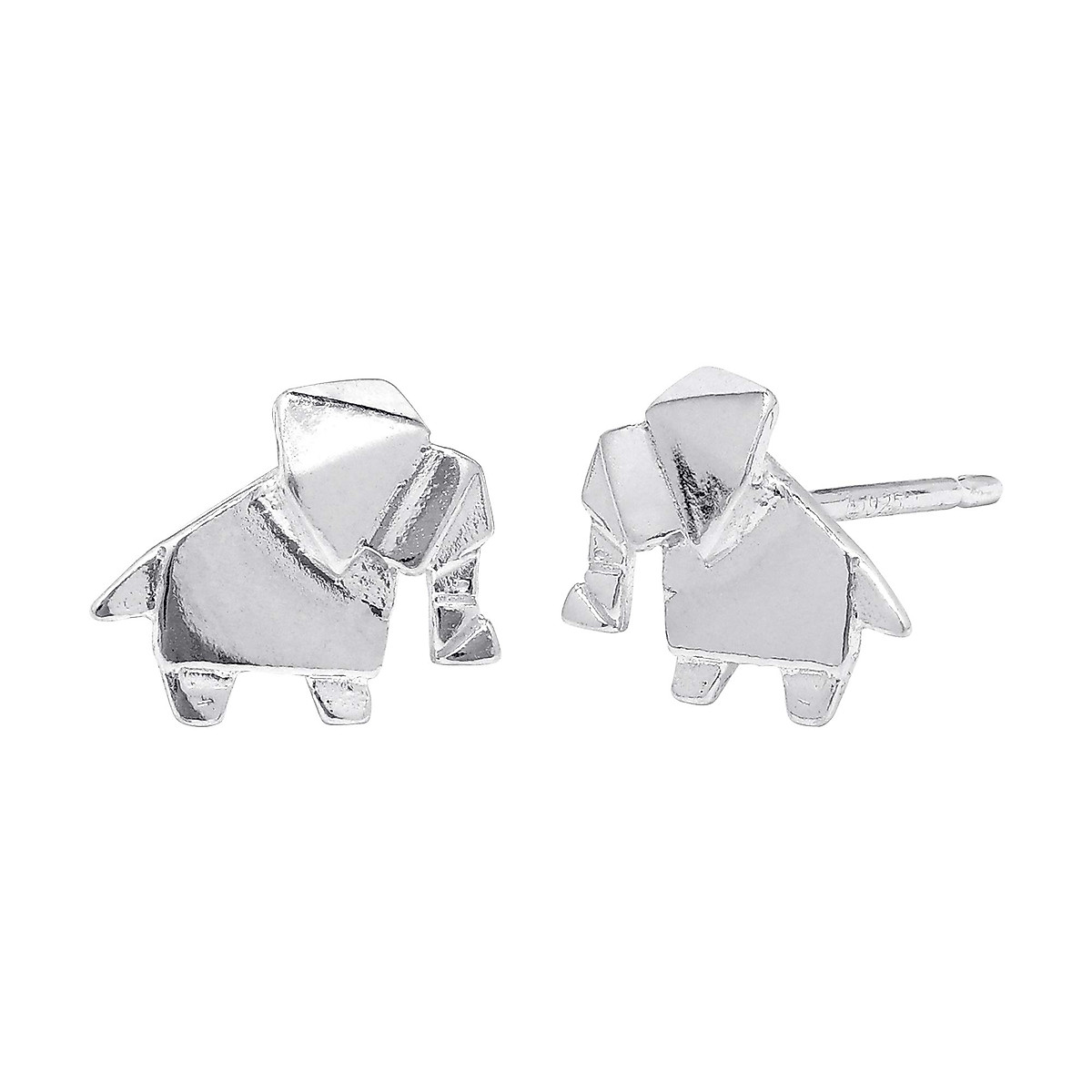 Boma Jewelry Sterling Silver Origami Elephant Stud Earrings