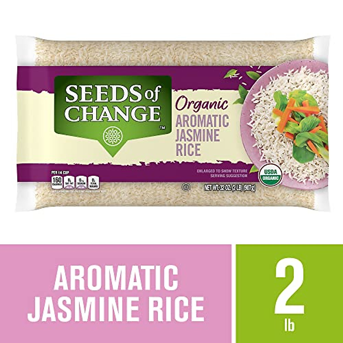 SEEDS OF CHANGE Certified Organic Jasmine Rice, Organic Food, 2 lb. bag