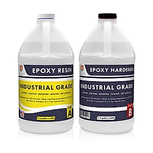 Industrial Grade 1:1 Epoxy Resin 1 Gallon Kit | Easy to Use, Super Strong, Glossy, Clear, Water-Resistant | For Bonding, Sealing, Casting, Coating, Filling, Gluing - (1/2 gallon + 1/2 gallon)