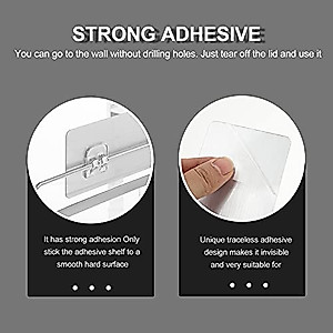 ULTNICE Stainless Steel Floating Wall Shelves Wire Wall Basket Spice Rack Self Adhensive Plant Stand Shower Caddy Hanger for for Home Kitchen Decor Silver 25cm