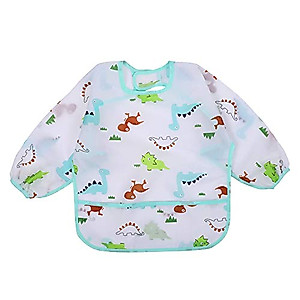 Accmor 3 Pack Long Sleeve Baby Bibs, Waterproof Sleeved Bib, Toddler Soft Bib for 6-24 Months