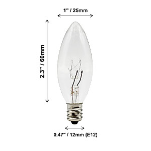 Creative Hobbies Replacement Light Bulbs for Electric Candle Lamps, Window Candles, & Chandeliers - 5 Watt Candelabra, Clear, Steady Burning, 120v 5w Bulb - Pack of 12