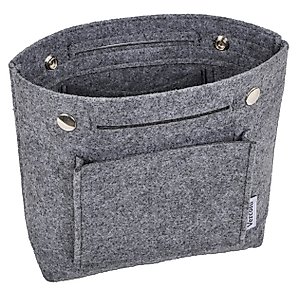 Vercord Mini Slim Small Felt Purse Organizer Insert Inside Handbag Tote Pocketbook for Women Grey