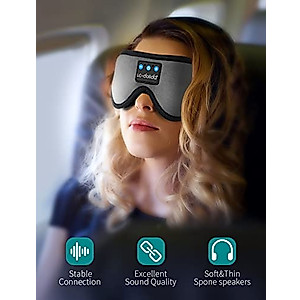 Sleep Mask with Bluetooth Headphones,LC-dolida Sleep Headphones Bluetooth Sleep Mask 3D Sleeping Headphones for Side Sleepers Best Gift and Travel Essential (Grey)