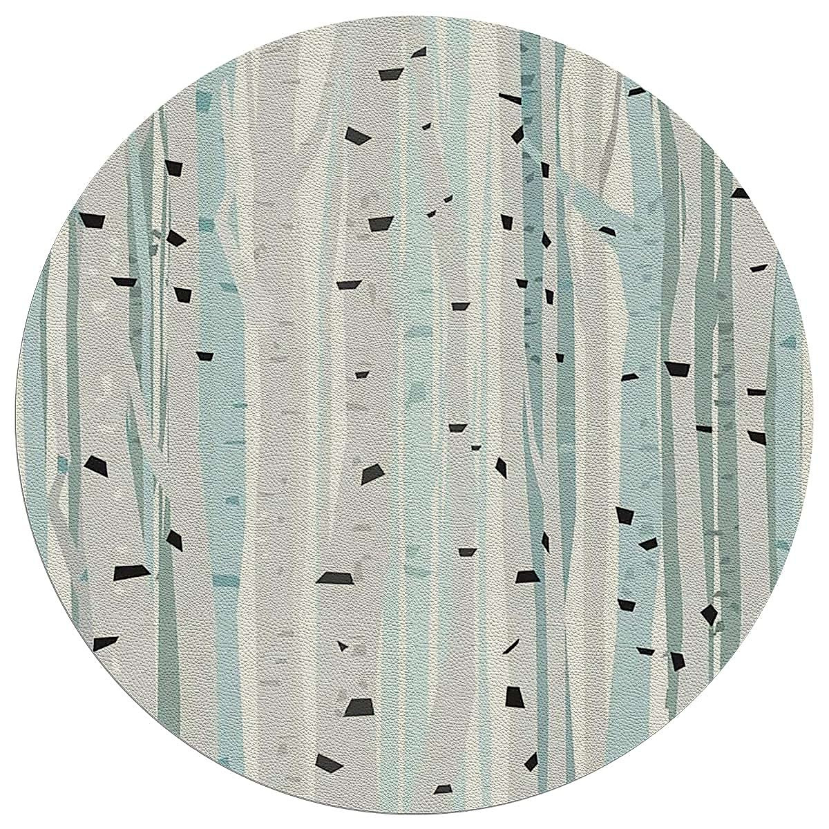 Green Grey Chair Mat Office Protector for Hardwood Floors Dense Tree Formation White Fall Birch Trees Anti-Slip Floor Protection Mat Multi-Purpose Chair Carpet for Desk Forest Diameter 35.4 in
