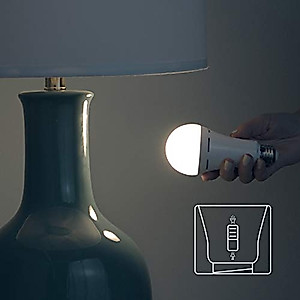 GE LED+ Light Bulb with Backup Battery , Rechargeable Emergency LED Light Bulb for Power Outages + Flashlight, A21 Standard Bulbs (2 Pack)