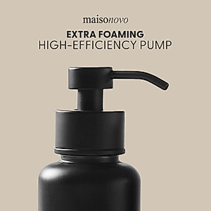 MaisoNovo Foaming Soap Dispenser with Concrete Tray - Hand Soap Refills for Foaming Dispenser - Black Bottle w.Tray 14 oz - 4 Mix Tablets