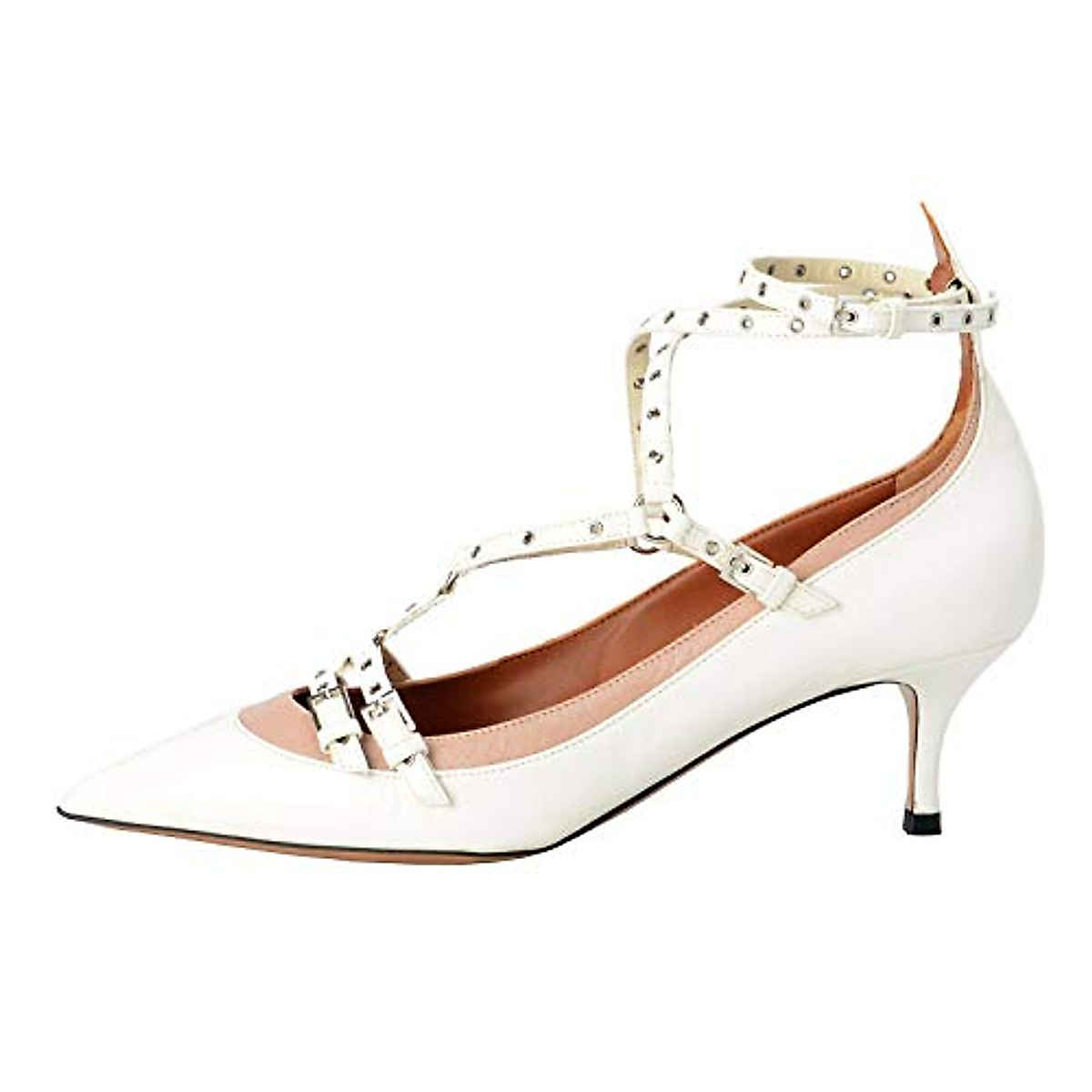 Valentino Women's Leather Two Tones Ankle Strap Kitten Heels Shoes Sz US 8 IT 39 Multi-Color