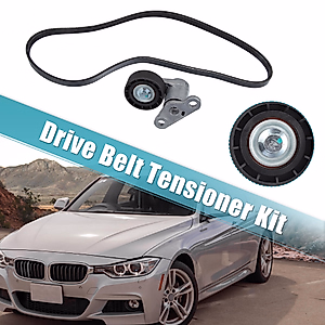 X AUTOHAUX Drive Belt Tensioner Pulley Assembly with Belt 19311139 for Cadillac Escalade for Chevrolet Silverado Suburban Tahoe for GMC Sierra Yukon Envoy for Hummer AC Belt Tension