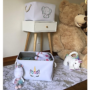 APPLE PIE ORDER Storage Basket with Embroidery, Foldable Animal Toy Storage Bins/ Cube/ Box/ Organizer for Kids, Boys and Girls room, Baby & Nursery.