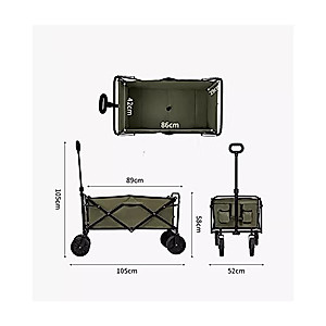Camping Cart, Outdoor Wagon Stroller Trailer Transport Free Standing Collapsible Utility Grocery Canvas Fabric Rolling Buggies Garden Sport Wagons (Co