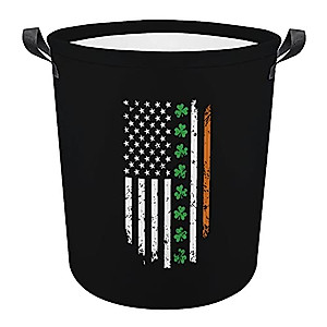 Irish American USA Flag Shamrock for St. Patrick's Day Oxford Cloth Laundry Basket with Handles Storage Basket for Toy Organizer Kids Room Nursery Hamper Bathroom
