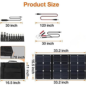 Himino 60 Watt Foldable Solar Panel Battery Charger Kit for Portable Generator Power Station Cell Phones Laptop 24V Car Boat RV Trailer Battery Charge (60W)