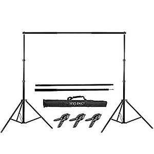 HYJ-INC Photo Video Studio 10 Ft Adjustable Background Stand Backdrop Support System Kit with Photography Background Holder Carry Bag