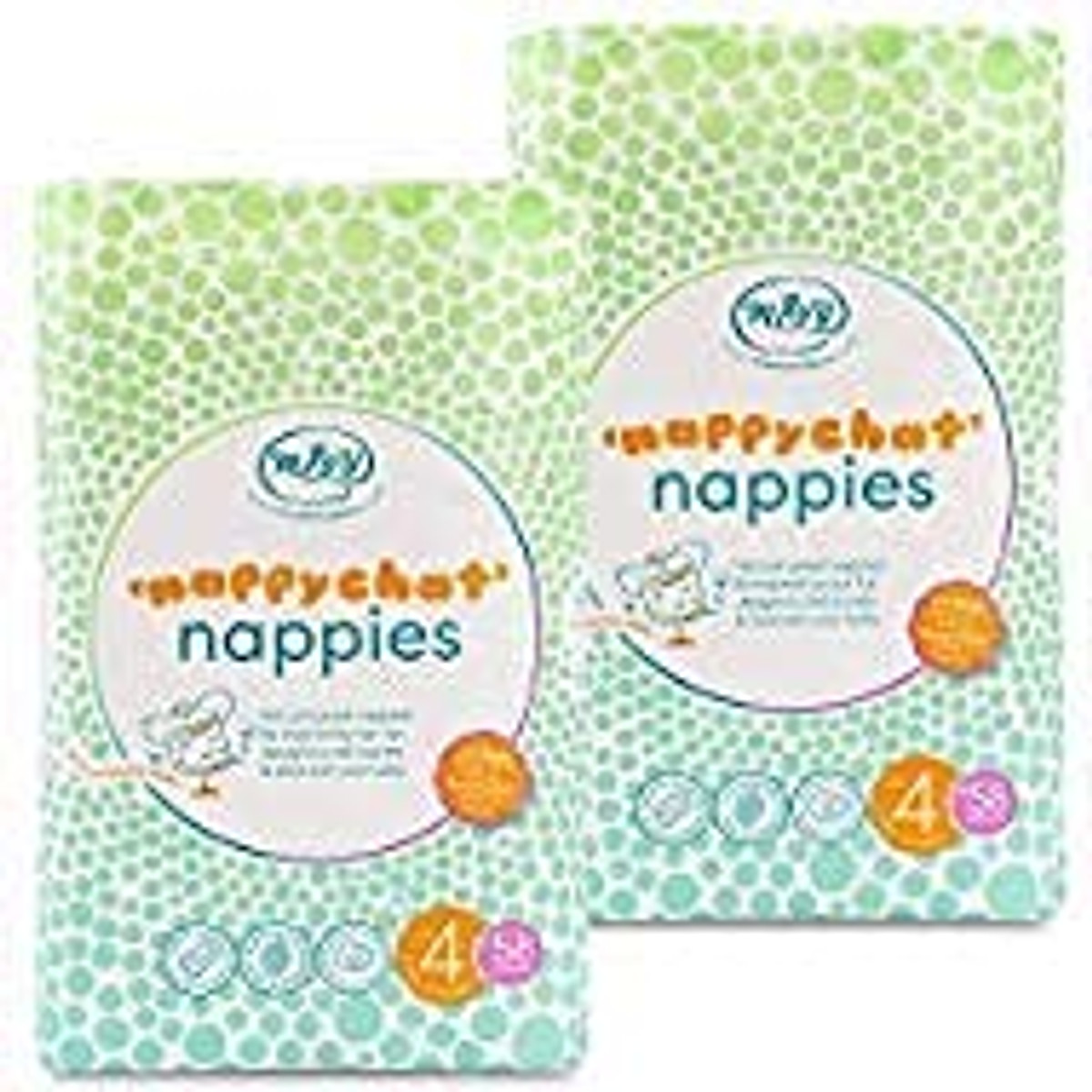 Mum & You Nappychat Diapers, Size 4 (Pack of 2), Unisex-Babies, Soft and Flexible, Hypoallergenic, Dermatologically Tested, Eco-Friendly, Chlorine-Free, 100% Renewable Energy