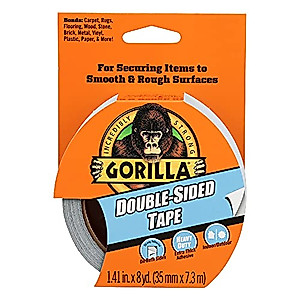 Gorilla Double-Sided Tape, 1.41" x 8 yd, Gray, (Pack of 1)