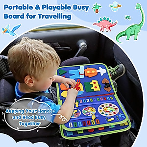 URMYWO Busy Board for Toddlers, Montessori Toys Busy Book for 1 2 3 4 Year Old Toddlers Preschool Learning Activities with Alphabet Number, Animal Travel Toys Gifts for Plane Car Motor Skills