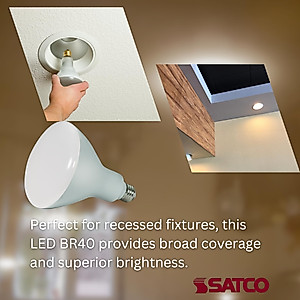 Satco S9634 11.5W BR40 LED Bulb – 2700K Warm White, 940 Lumens, 103° Beam Angle, Dimmable, Medium Base (6 LED Bulbs)
