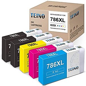 TEINO Remanufactured Ink Cartridge Replacement for Epson 786XL 786 XL T786XL use with Epson Workforce Pro WF-4630 WF-5690 WF-5620 WF-5110 WF-5190 WF-4640 (Black, Cyan, Magenta, Yellow, 5-Pack)