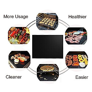 lamphle Grill Matt for Outdoor Grill, 3Pcs Grill Mat 12x10 Inch Fine Hole Even-Heat Non-stick BBQ Mat for under BBQ, Easy to Clean Reusable Grill Mats for Outdoor Grill 3pcs
