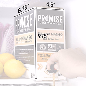 Promise Beverages Slightly Sweet Island Mango Cold Brew Tea On Tap (1 Gallon / 128 fluid ounces) Rainforest Alliance Certified Bag In Box Liquid, Ready To Drink Sweetened with Stevia