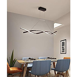 Ziplighting Modern LED Pendant Lighting for Dining Room & Kitchen Island Stepless Dimmable Pendant Light with Remote Dimming Chandelier Contemporary Adjustable Ceiling Fixture Wave Ceiling Light f