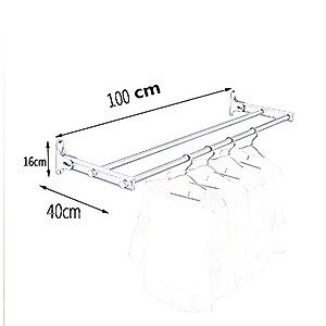 LXLTL Retractable Clothes Airer, Patio Horse Towel Folding Clothes Pole Outdoor Push and Pull Drying Racks Punch Bathroom Clothes Drying Racks 100Cm