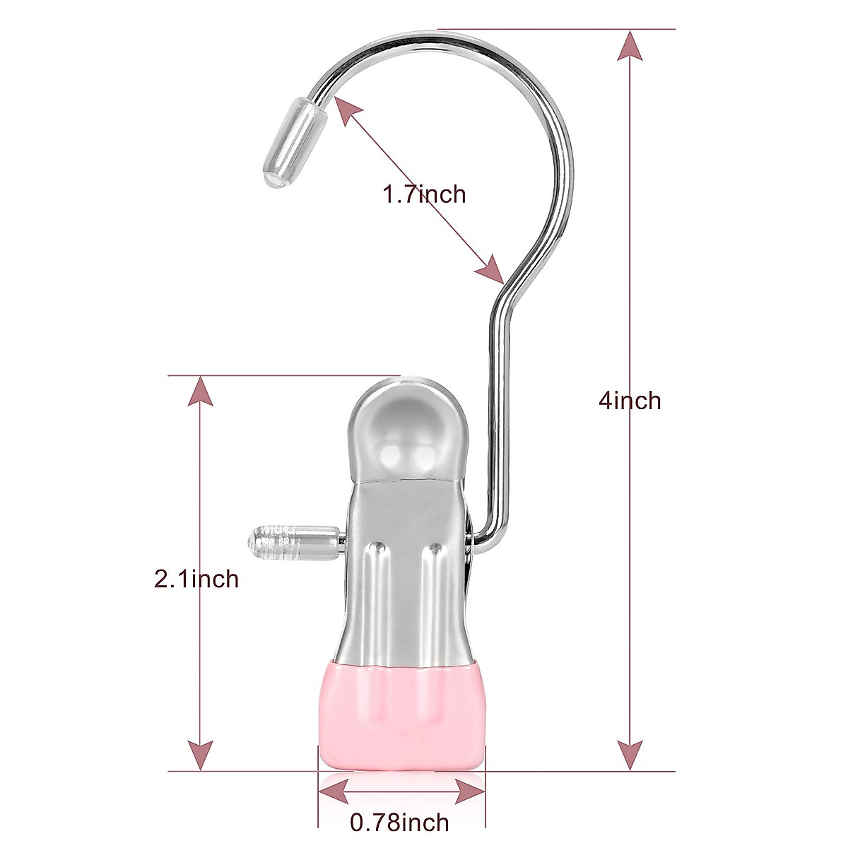 ODILCO 24Pack Boot Hanger Clips, Pink Hook Clips Hanger Clips Hold Hanging Clothes Pins Hooks - Portable Stainless Steel Home Travel Hangers Clips