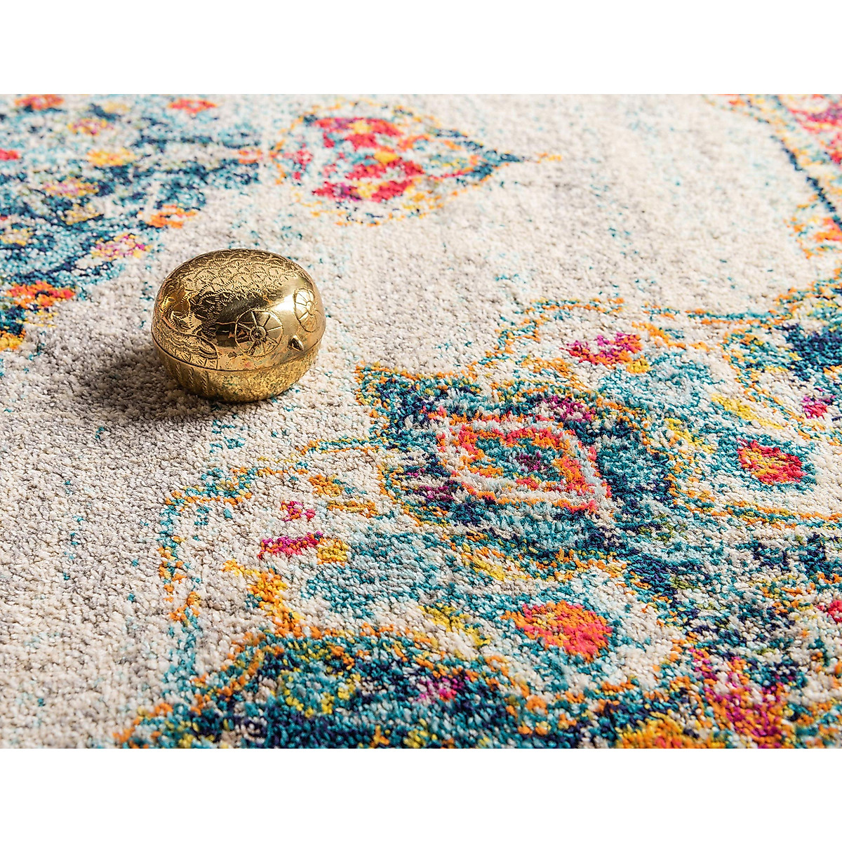 Unique Loom Penrose Collection Area Rug - Alexis (5' 1" x 8' Rectangle, Ivory/ Blue)