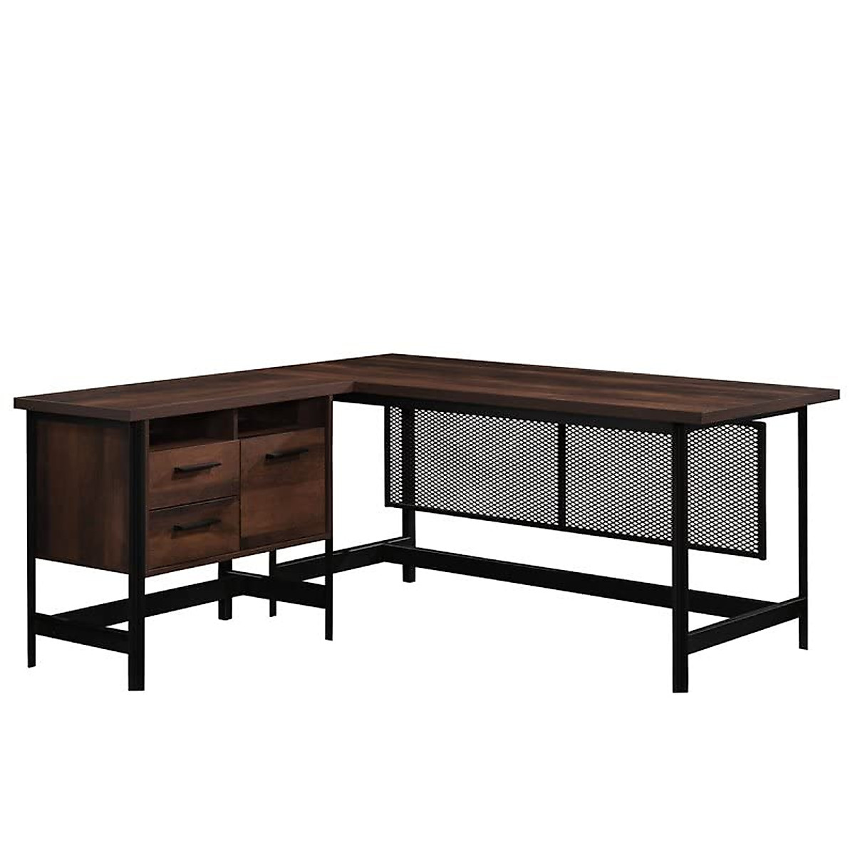 Sauder Briarbrook Transitional Engineered Wood L-Desk in Barrel Oak