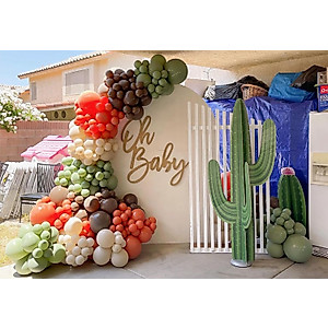 Enanal One Happy Camper Balloon Garland Arch Kit, 146pcs Sage Green Brown Camouflage Balloons with Campfire Balloon for Camping Woodland Party Supplies First Birthday Jungle Baby Shower Decorations