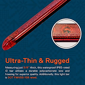 TRUE MODS 2pc 16" 11 Red LED Trailer Light Bar [DOT Compliant] [IP65 Waterproof] [Park/Brake/Turn Signal] Running Marker ID Trailer Tail Light for 80" Utility Marine Boat Trailers