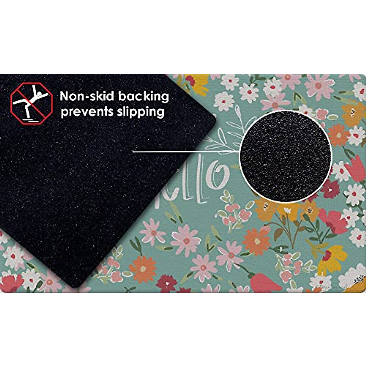 Toland Home Garden 800521 Hello Flowers Spring Door Mat 18x30 Inch Flower Outdoor Doormat for Entryway Indoor Entrance