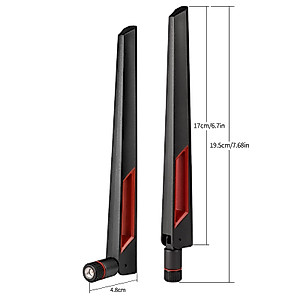 Superbat WiFi Antenna with RP-SMA Male Connector, 2.4GHz 5GHz 5.8GHz Dual Band Antenna for PCI-E WiFi Network Card USB Wireless Camera Router Hotspot etc. 2pcs