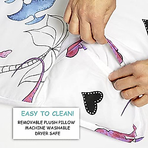 JumpOff Jo - Toddler Nap Mat for Preschool, Daycare, and Kindergarten - Sleeping Bag for Kids with Removable Pillow and Ultra Soft Blanket - Pink Dino