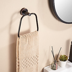 Bronze Hand Towel Holder, Bathroom Towel Ring Oil Rubbed, Bath Hand Towel Hangers Wall Mounted Farmhouse Rustic ORB Stainless Steel Trapezoid