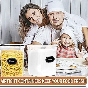 PRAKI Large Airtight Food Storage Containers 5.2L / 195oz, BPA Free, 4pcs Pantry Kitchen Organization Set for Flour, Sugar, Baking Supplies, Plastic Flour Container with 20 Labels & Maker