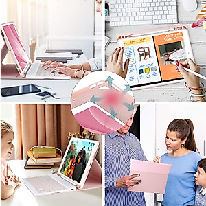 Keyboard Case for iPad 10.2" 9th 8th 7th Generation, with Detachable Bluetooth and Pencil Holder, 10.2 Inch/iPad Air 10.5"(3rd Gen)/iPad Pro 10.5 in, Auto Sleep/Wake Function (Pink)