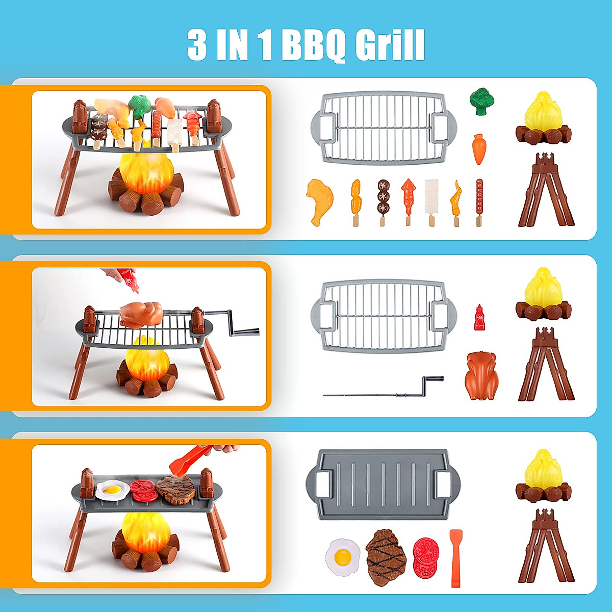 Kids Camping Set with Tent for 2 Toddlers-Kids Camping Toys for Kids 3-5 with Pop up Play Tent-Indoor Outdoor Pretend Camping Toys