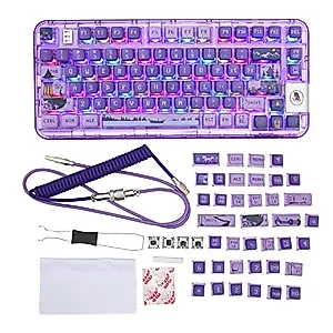 Mechanical Keyboard, 80 Keys Triple Modes Gasket Structure Transparent Case Hot Swapable Mechanical Gaming Keyboard,for Gaming Studying