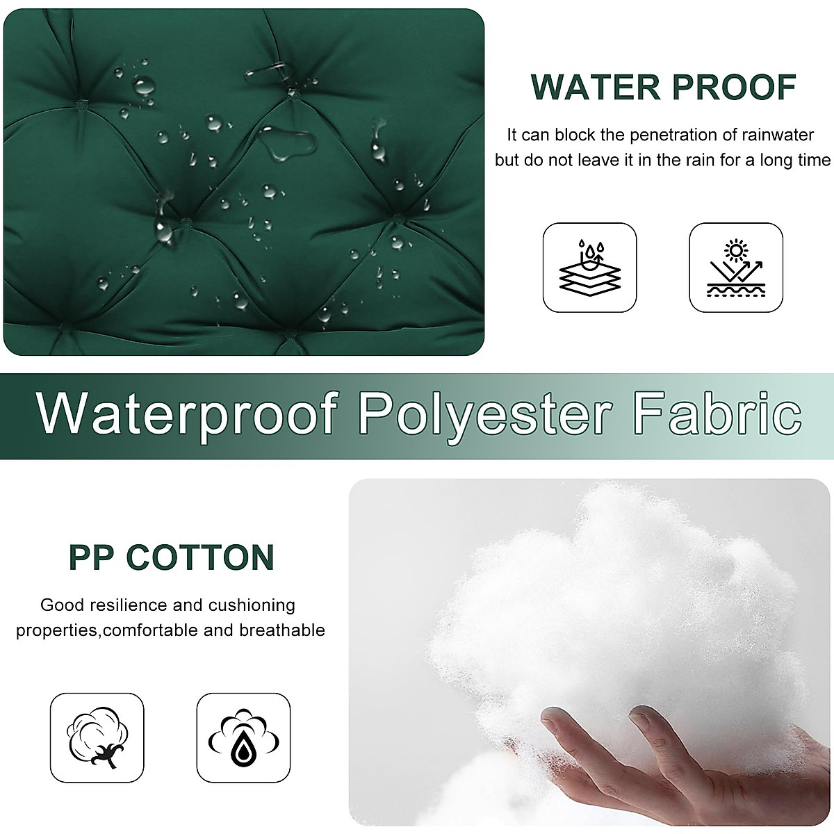 Porch Swing Cushions Outdoor 60 inch Waterproof Swing Cushions Replacement with Backrest and Ties Bench Swing Cushion for Outdoor Furniture Patio Backyard Garden(Red White Stripes-60x40x5inch)