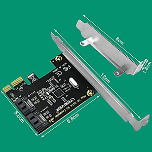 LTERIVER PCIE to 2-Ports Serial ATA/SATA 3.0 Host Controller Card, Plug and Play on Windows OS, MAC OS and Linux Kernel PCs, 2X 6Gbps Max SATA 3.0 None Raid Ports-Support AHCI Boot Up (PCE-G2S2)