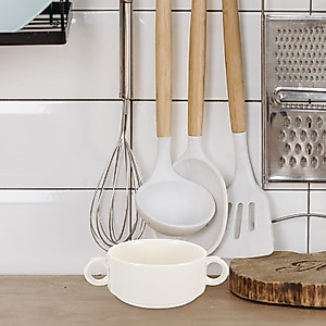 Hemoton Handle Soup Bowl Soup Bowls with Handles Ceramic Serving Bowls Porcelain Ramekin Bowl Set for Salad Cereal Dessert Ice Cream Stew Bowl White Soup Bowl Soup Bowl Soup Bowl Soup Bowl Soup Bowl