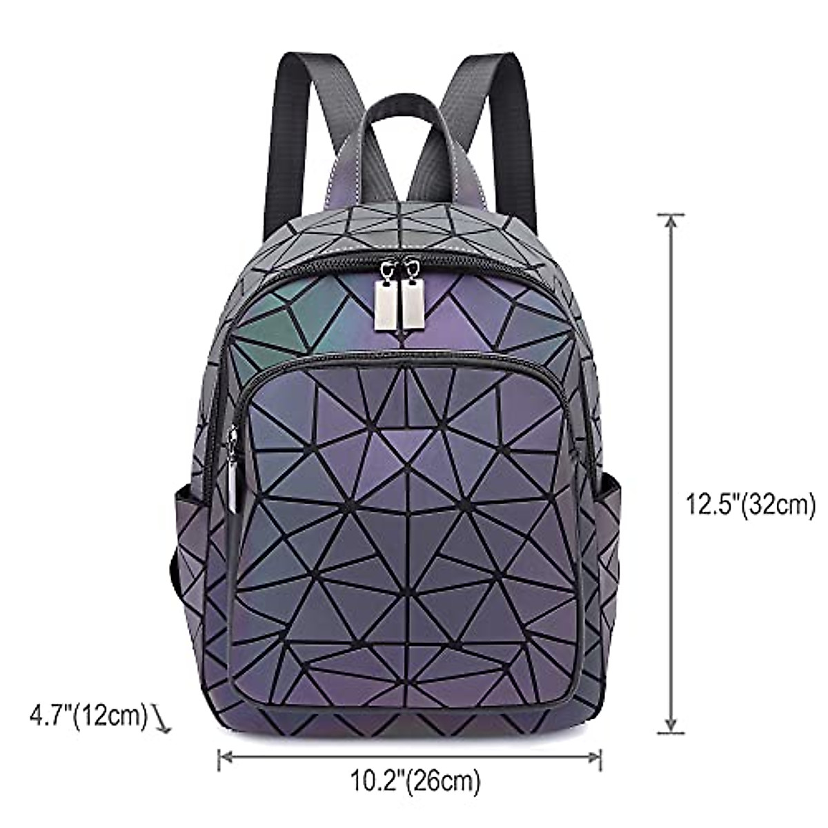 Luminous Geometric Backpacks Women Purses and Handbags Holographic Reflective Bags Iridescent Backpack A1