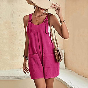 Cheifay Leggings for Women Women's Sleeveless Rompers Adjustable Spaghetti Straps Hiking Jumpsuits Light Belted Overalls with Pockets Jumpsuits for Women