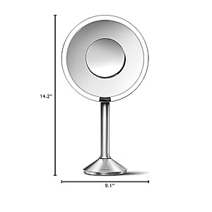 simplehuman ST3007 Sensor Mirror, Brushed Stainless Steel, Pro — 20cm (10x + 5x Magnification), 2 pound