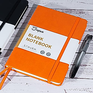 JOYEUX Blank Journal Notebook, A5, 160 Pages 100 Gsm Thick Sketch Books Hardcover Journal for Writing, 5.7 inches x 8 inches Notebooks for Work (Orange)